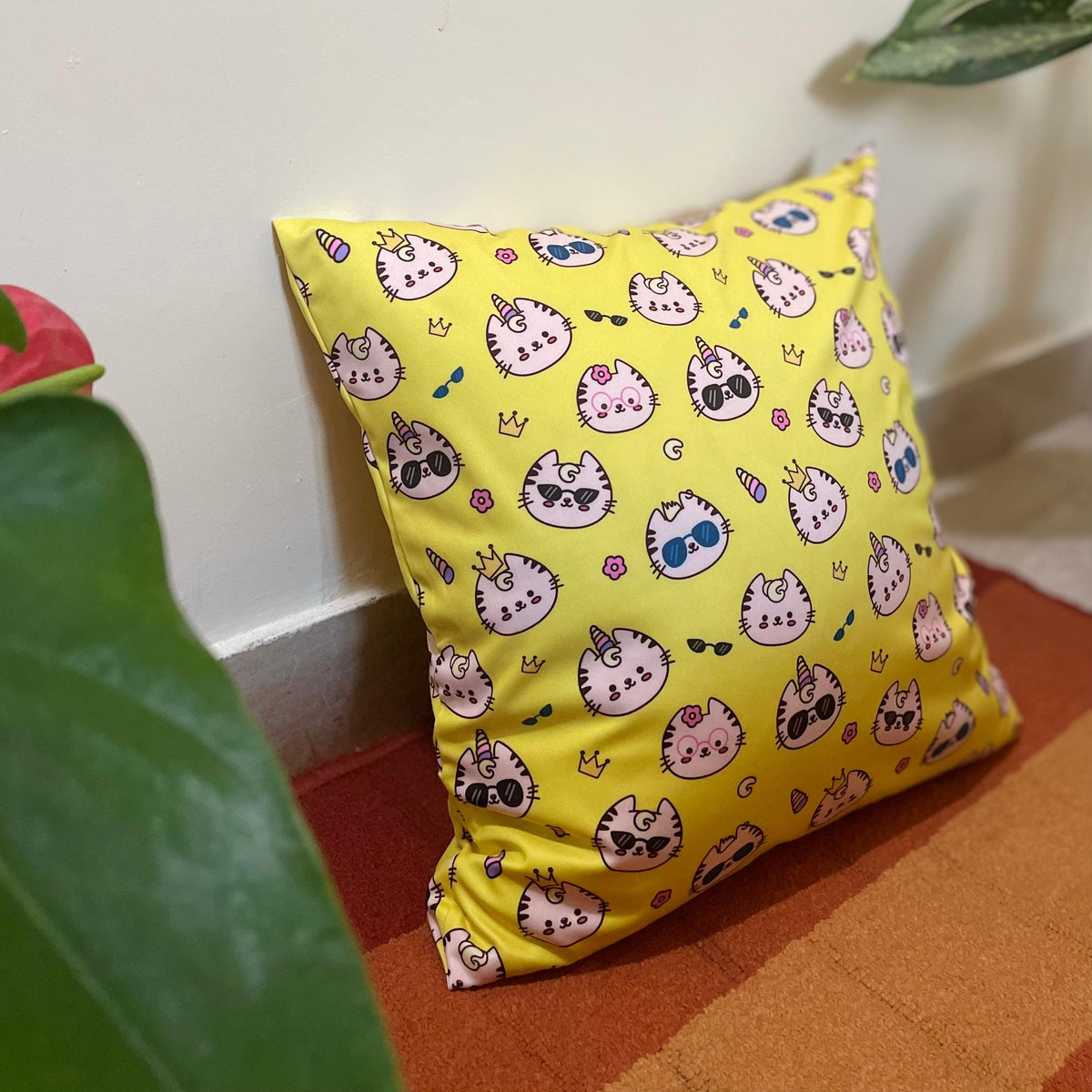 Cute kittens Pattern Cushion Covers- Yellow – Cute Stuff Co.