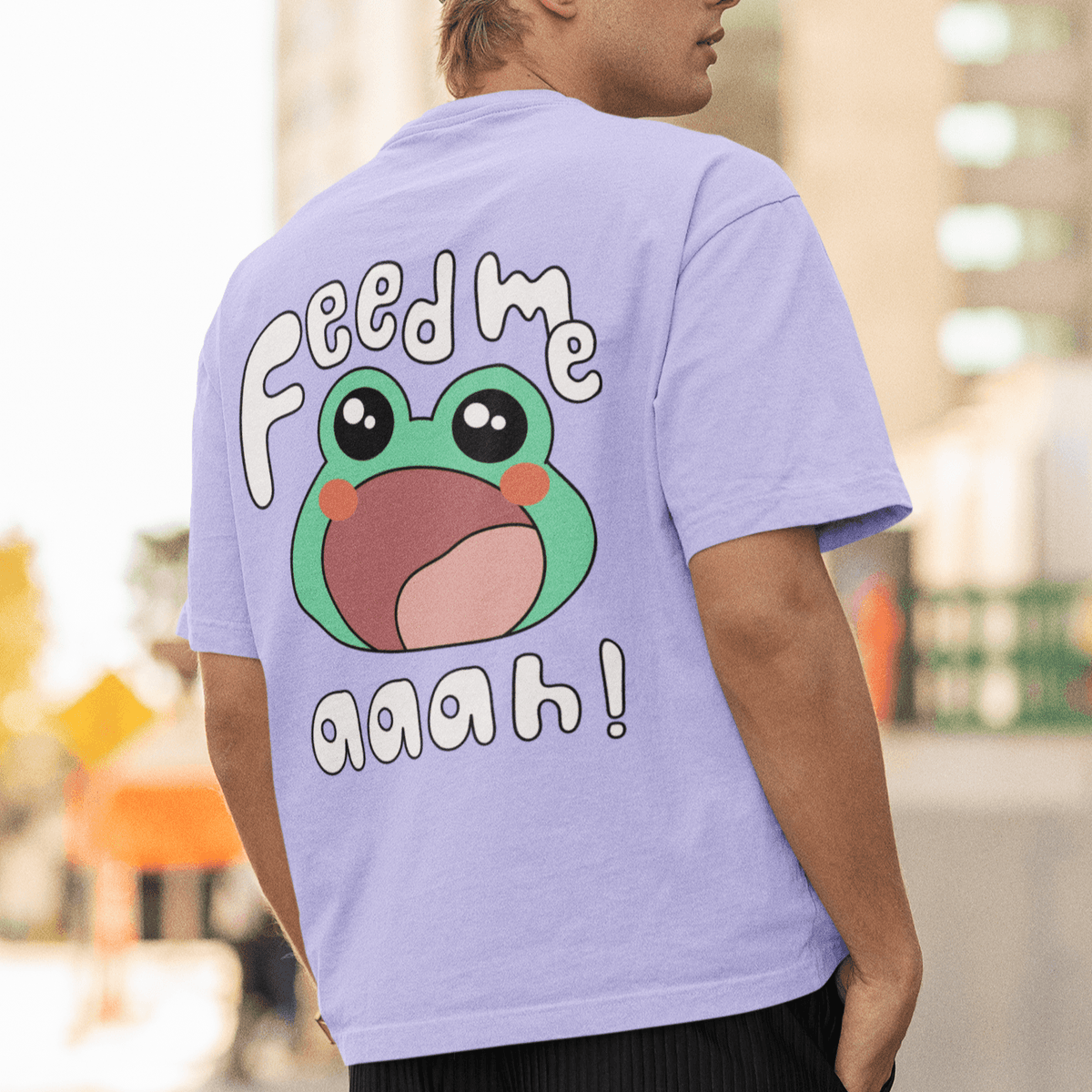 Feed Me Back Print - Hungry Toad Unisex Oversized T-shirts – Cute Stuff Co.